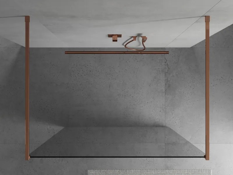 Mexen Kioto, průchozí sprchová zástěna Walk-in 105 x 200 cm, 8mm čiré sklo, profil růžové zlato, 800-105-002-60-00