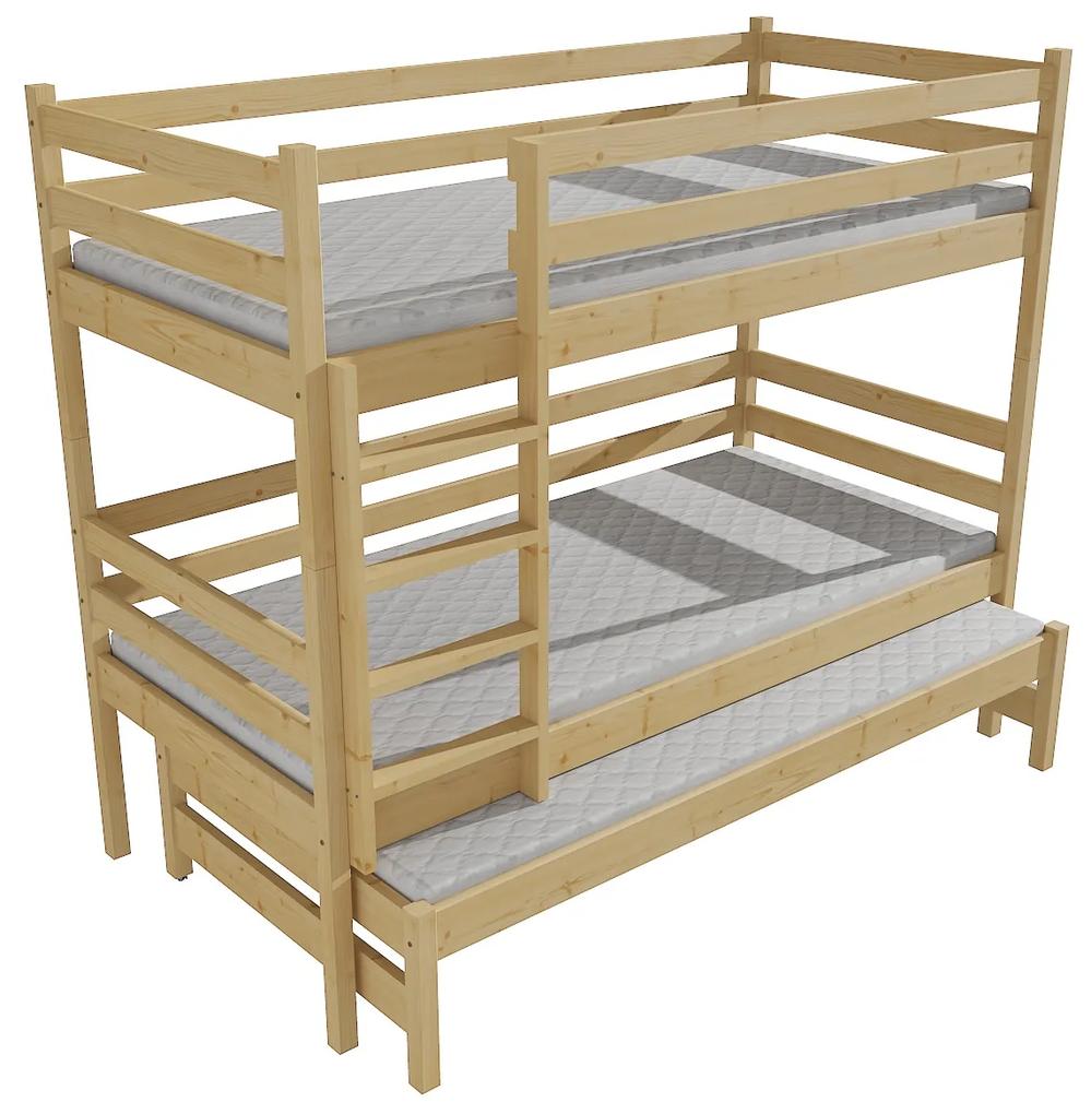 Vomaks Patrová postel s výsuvnou přistýlkou PPV 015 Rozměr: 80 x 180 cm, Barva: barva bílá, Prostor mezi lůžky: 80 cm