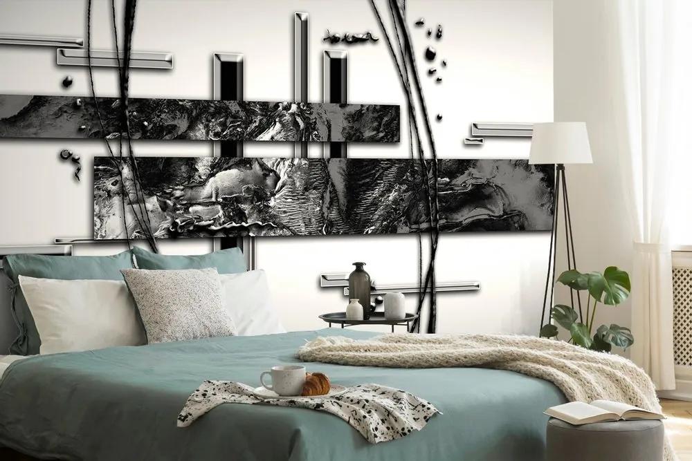 Samolepící tapeta černobílá luxusní abstrakce - 225x150 cm