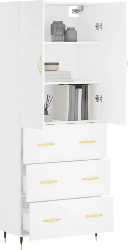 vidaXL Skříň highboard 69,5 x 34 x 180 cm kompozitní dřevo [3195827] Barva: bílá s vysokým leskem