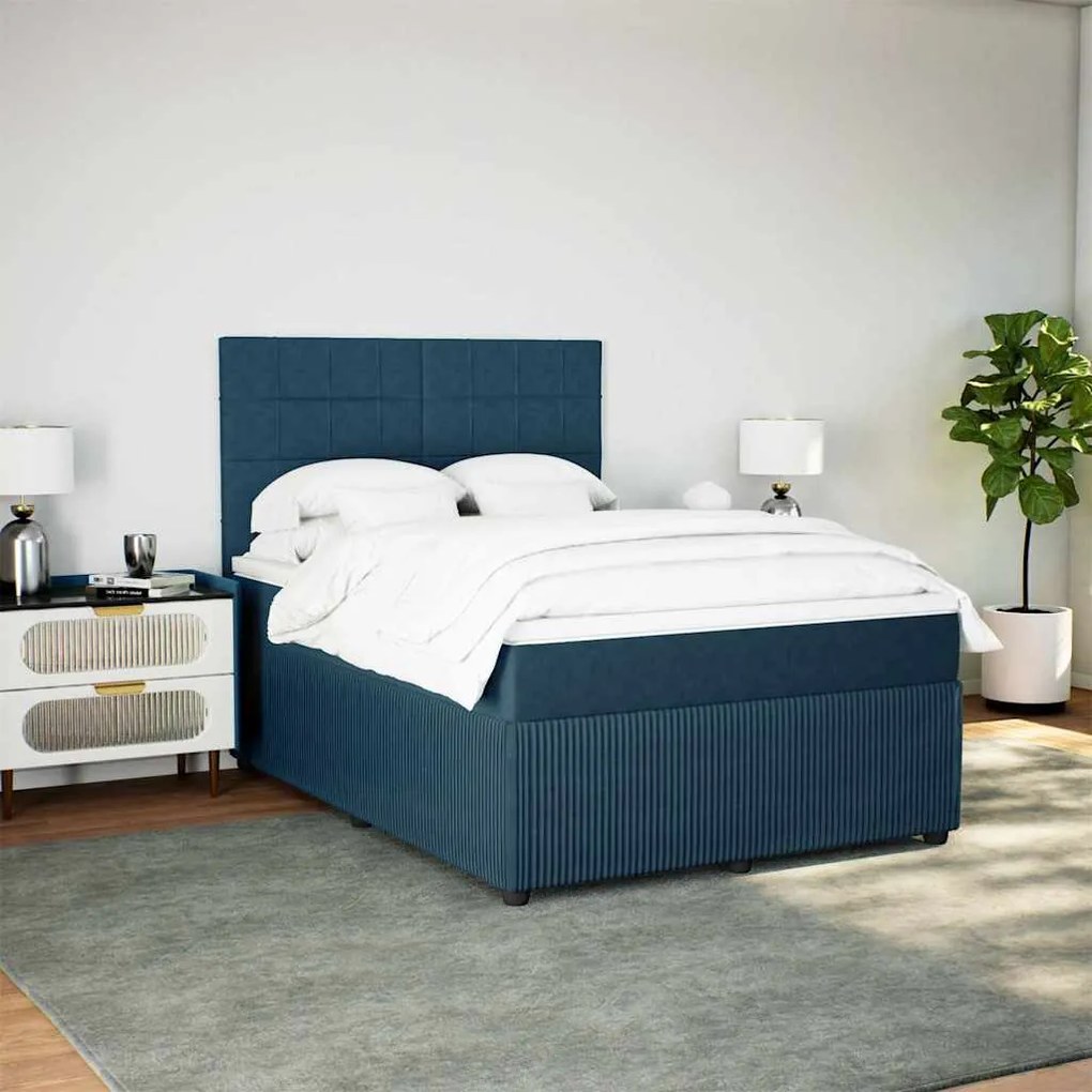 Box spring postel s matrací tmavě modrá 140x200 cm samet 3292362