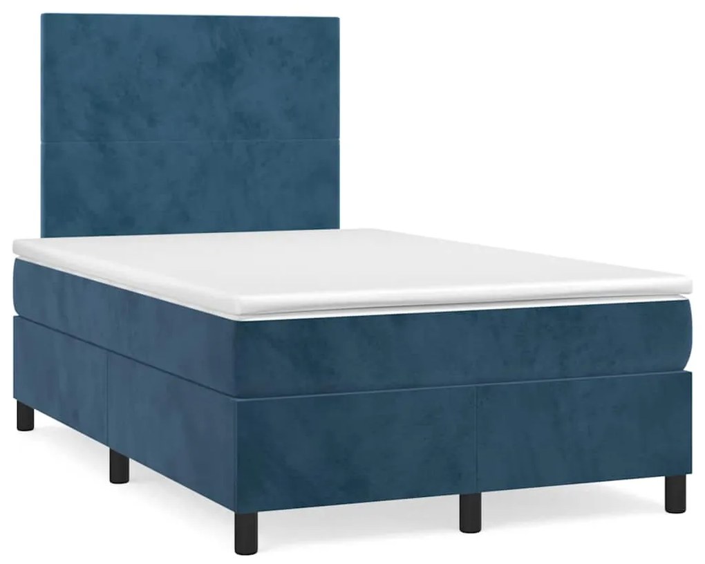 Box spring postel s matrací a LED tmavě modrá 120x190 cm samet 3270303