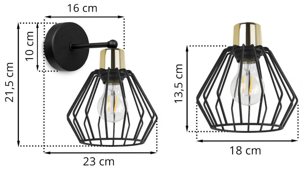 Nástěnné svítidlo Nuvola 5, 1x černé drátěné stínítko, g
