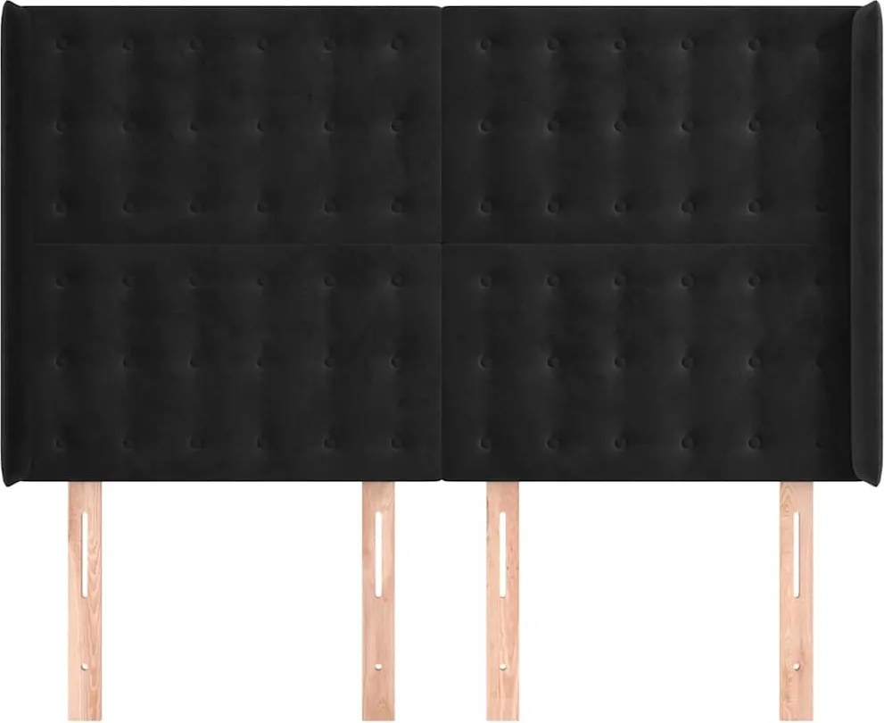 Čelo postele typu ušák černé 147x16x118/128 cm samet 3120064