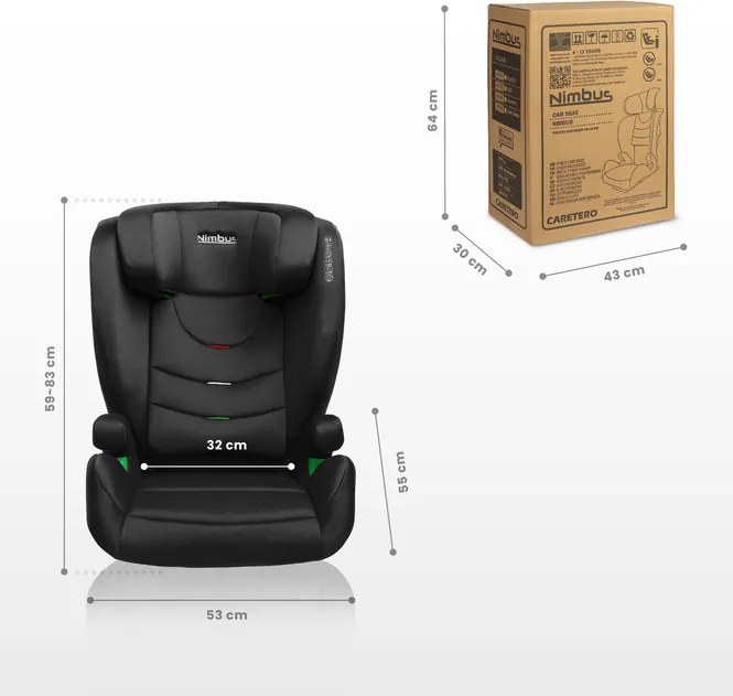 CARETERO autosedačka NIMBUS I-SIZE DARK GREEN (100-150 cm)