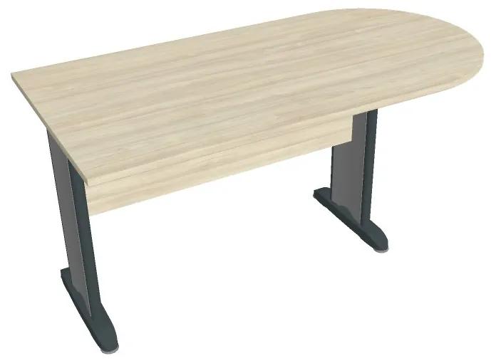 Stůl jednací oblouk 160 cm - Hobis Cross CP 1600 1 Dekor stolové desky: akát, Dekor lamino podnože: akát, Barva nohou: černá