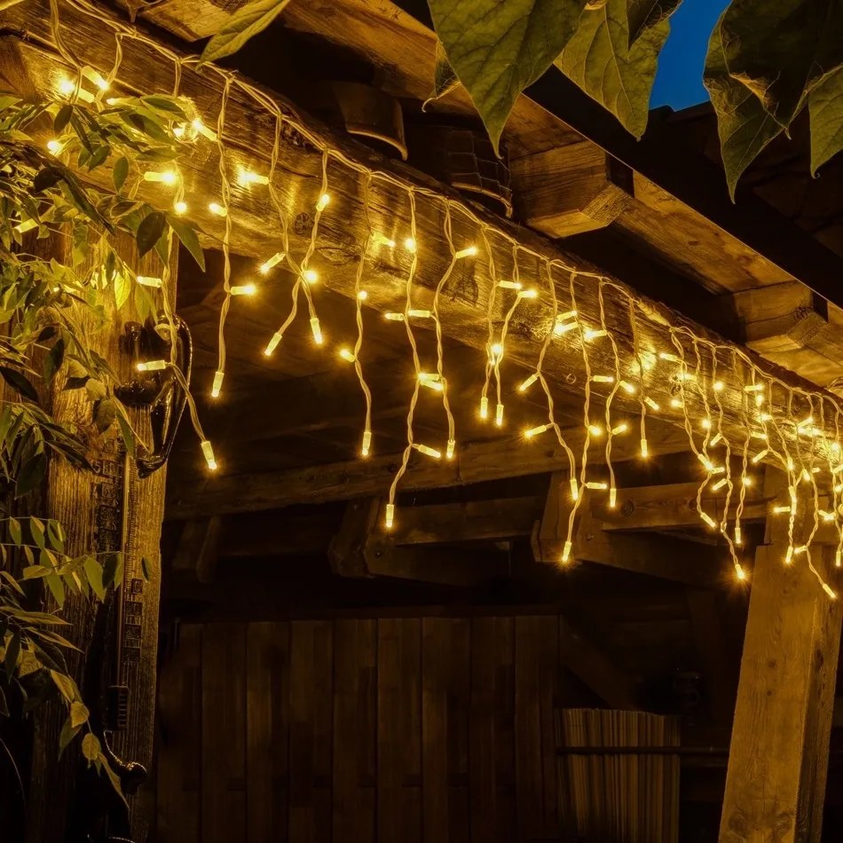 Easy Fix venkovní LED rampouchy, světelné krápníky, 300 × 50 cm, teple bílá, 114 diod, bílý kabel, IP67, prodlužovací