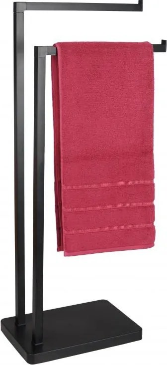 Erga Roki, dvouramenný věšák na ručníky 30,5x20,5x80,5 cm, černá matná, ERG-YKA-P.ROKI-BLK