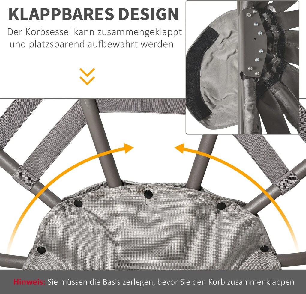 Outsunny papasan zahradní židle 2 koše polštáře oválné lounge křeslo skládací balkon terasa písek hnědá ocel 118x75x139cm | Aosom