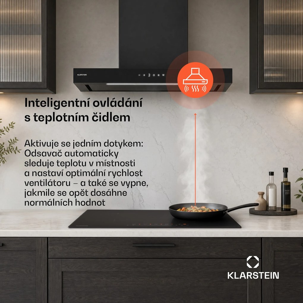 Klarstein Vapura horizontální nástěnná digestoř | Ušlechtilá, moderní, výkonná | Energetická třída A++ | 609 m³/h | 60 cm