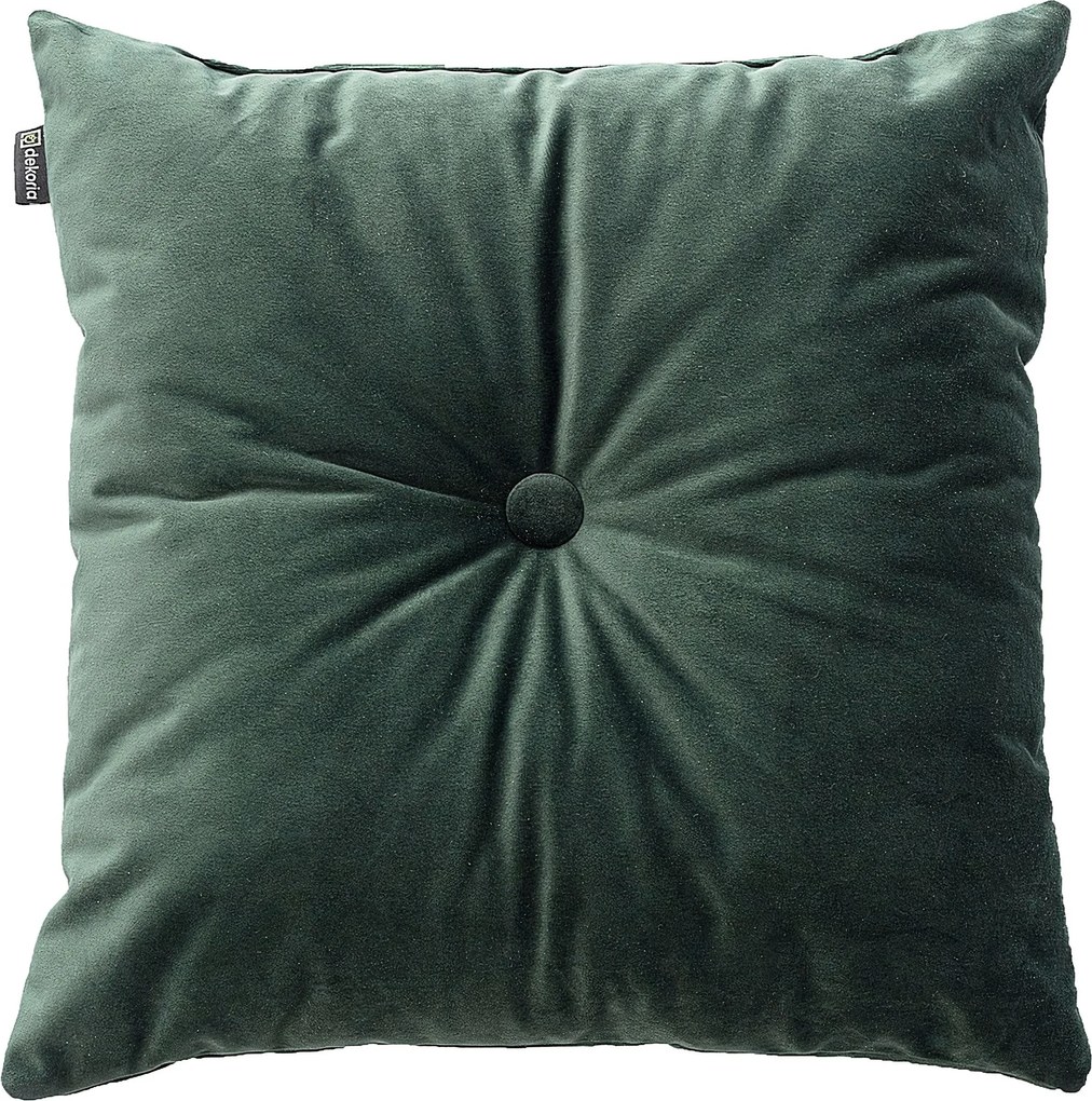 Sametový polštář Velvet s knoflíkem barva zelená látka lesklé, sametová