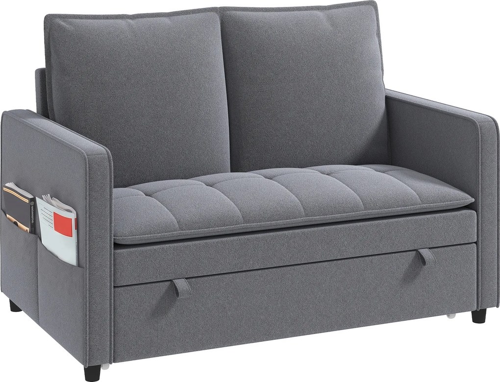 HOMCOM rozkládací pohovka pro 2 osoby 130 cm, tmavě šedá