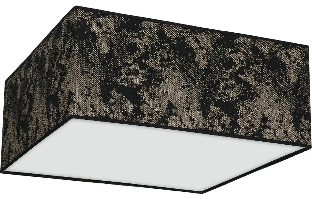 Stropní svítidlo Satino Square, 1x černé/zlaté textilní stínítko, (bílé plexisklo), (50 cm)