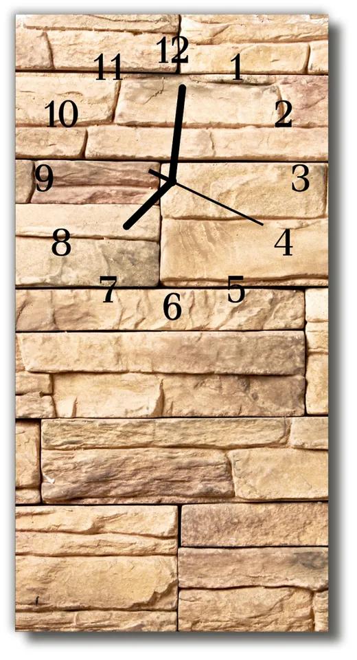 Nástěnné hodiny vertikální Kamenná zeď béžová 30x60 cm