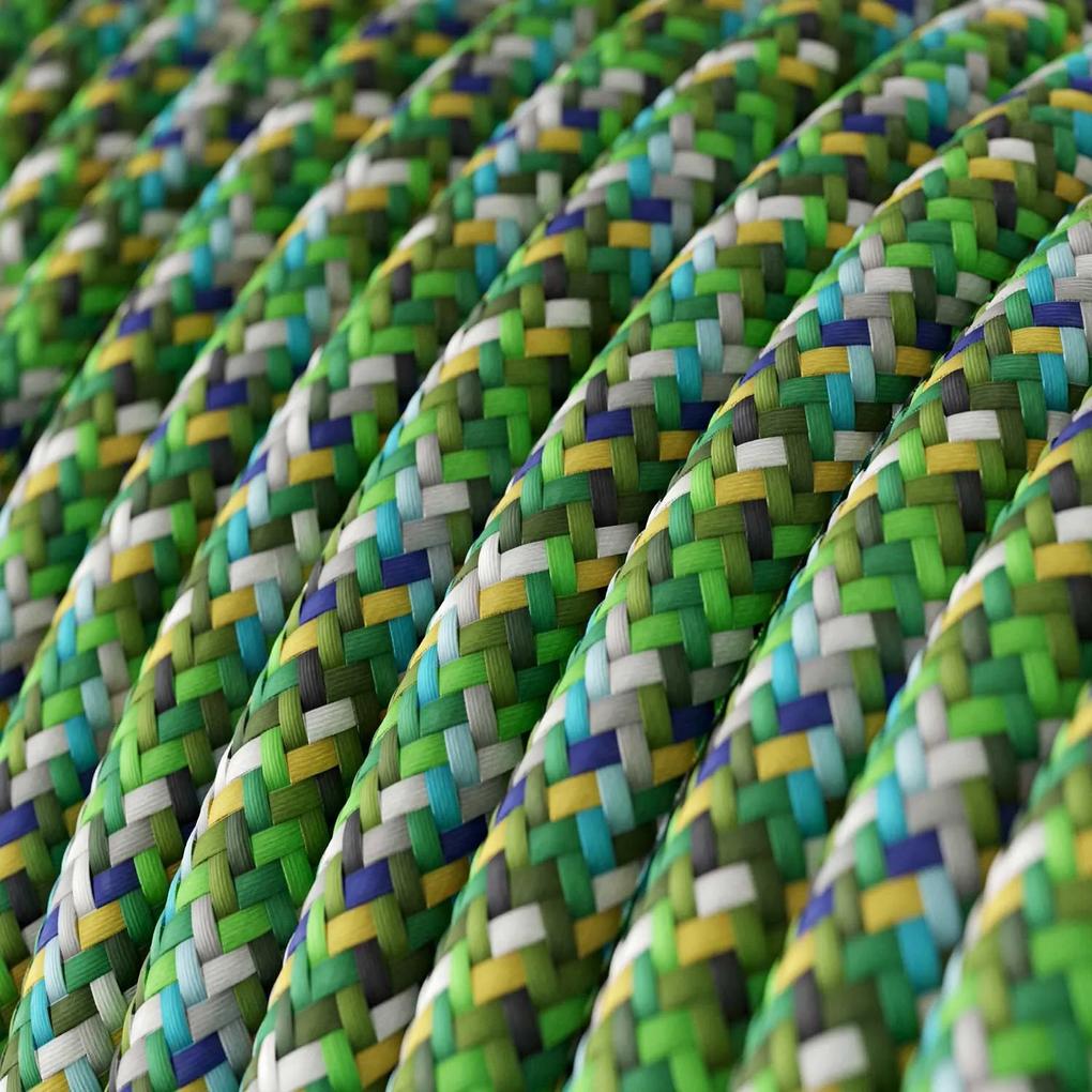 creative cables Závěsná lampa s textilním kabelem, keramickým stínidlem tvaru vázy s kovovými detaily Barva: Zelená strukturovaná-bílá