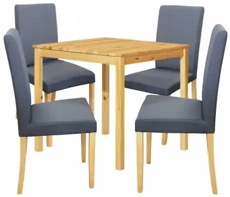 Jídelní set stůl masiv borovice 75x75 + 4 židle šedá světlé nohy 4438 |  BIANO