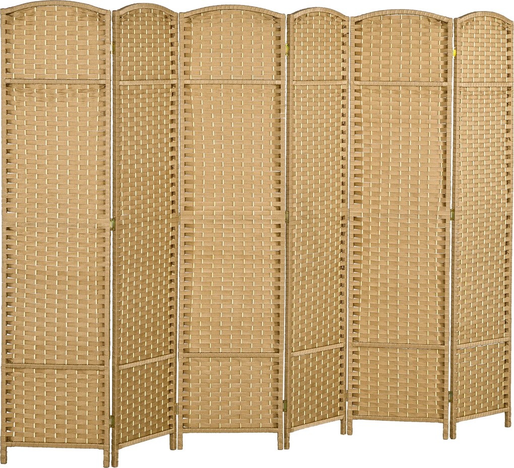 HOMCOM 6 Panelů 240 x 170 cm Bambusový Paravan Skládací Zábrana pro Ochranu Soukromí do Obývacího Pokoje Přirodní
