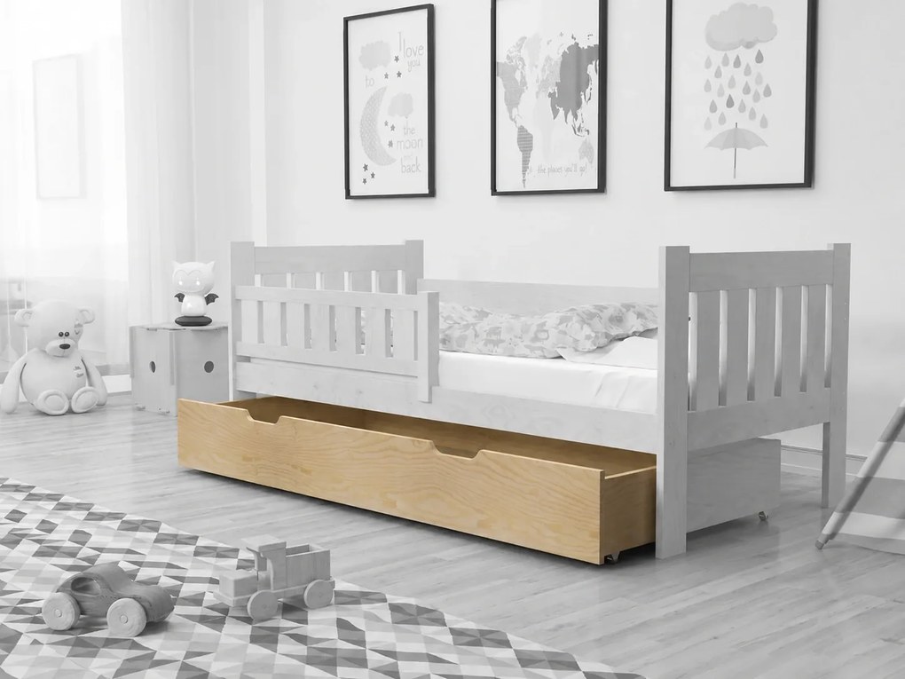 Šuplík pod postel 200 cm - přírodní borovice