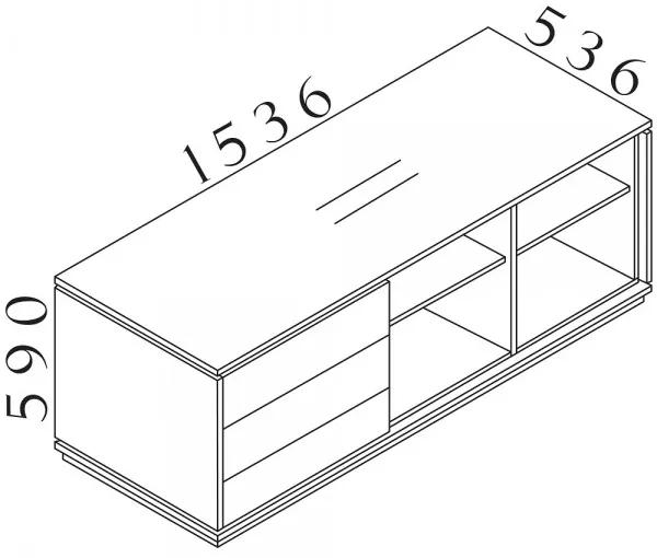 Kontejner Creator 153,6 x 53,6 cm, 3-modulový, bílá/wenge