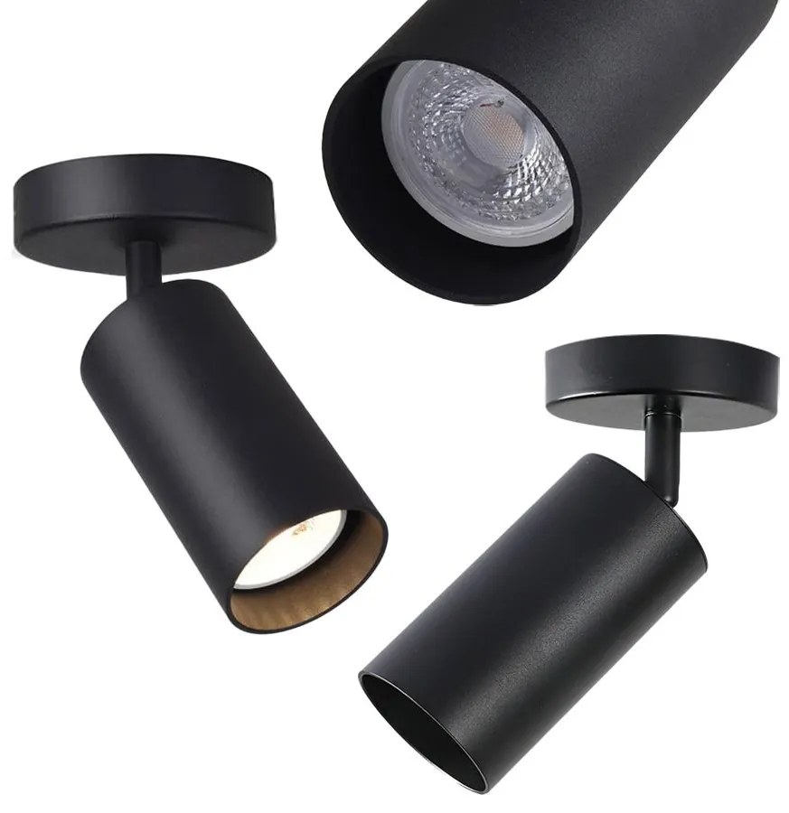 Toolight, bodové nástěnné/stropní svítidlo 1xGU10 APP1244-1C, černá matná, OSW-40099