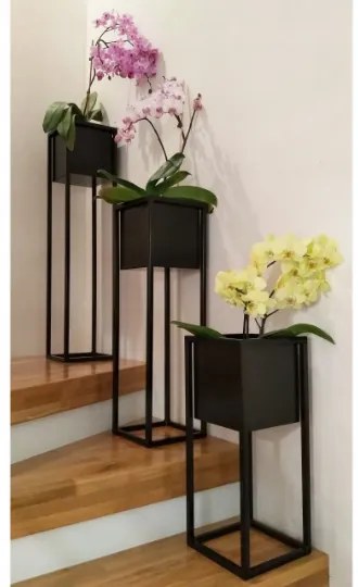 Alplast Sada kovových Scandi stojanu/květináčů 50,70,90cm černé