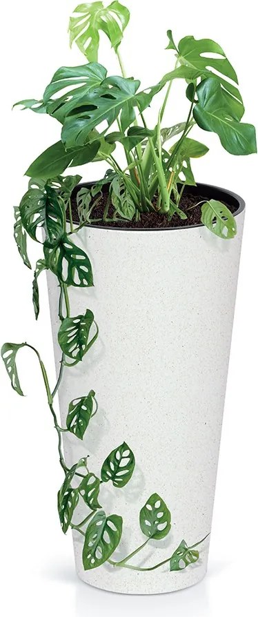 Plastový květináč TUBUS Slim Eco Wood 20 cm hnědý