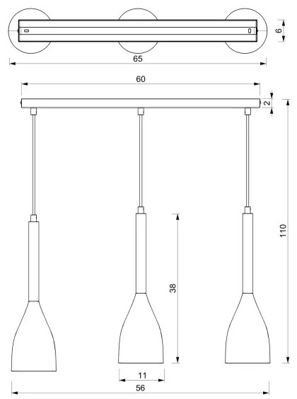 Lustr na lanku MUZA 3xE27/60W/230V