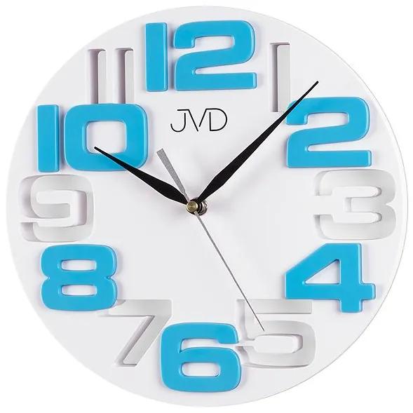 Světle modré designové nástěnné hodiny JVD H107.6
