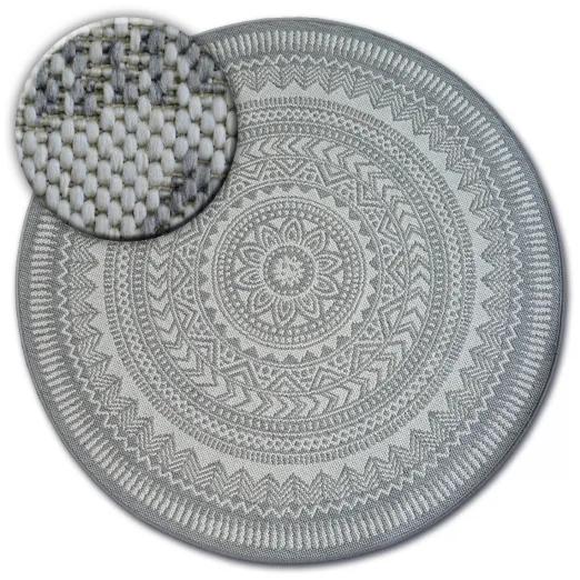 Kulatý koberec Sisal FLAT 48695/637 šedý Rozměr: průměr 120 cm