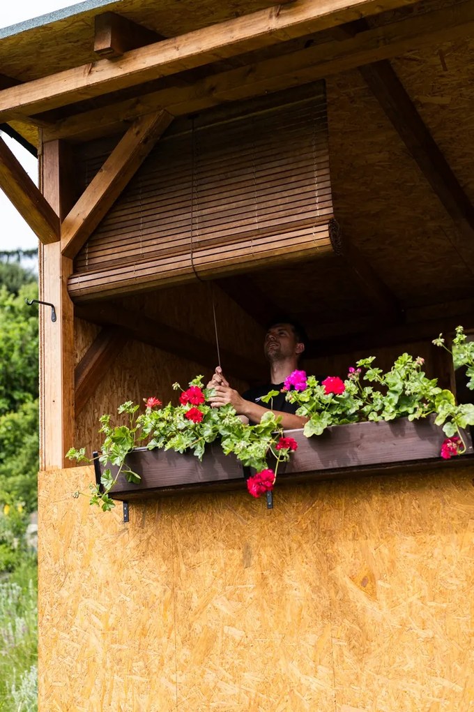 Vingo Dřevěná roleta na pergolu - hnědá, 2. jakost Šířka rolety: 150 cm, Rozvin rolety: 150 cm