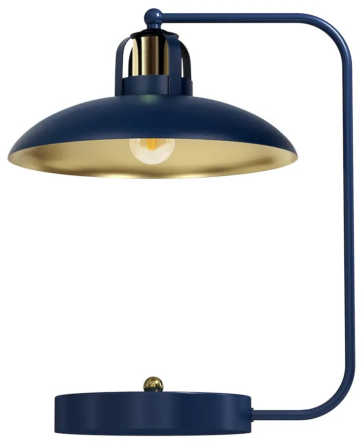 Stolní lampa Felix, 1x zlaté/tmavě modré kovové stínítko, db/g