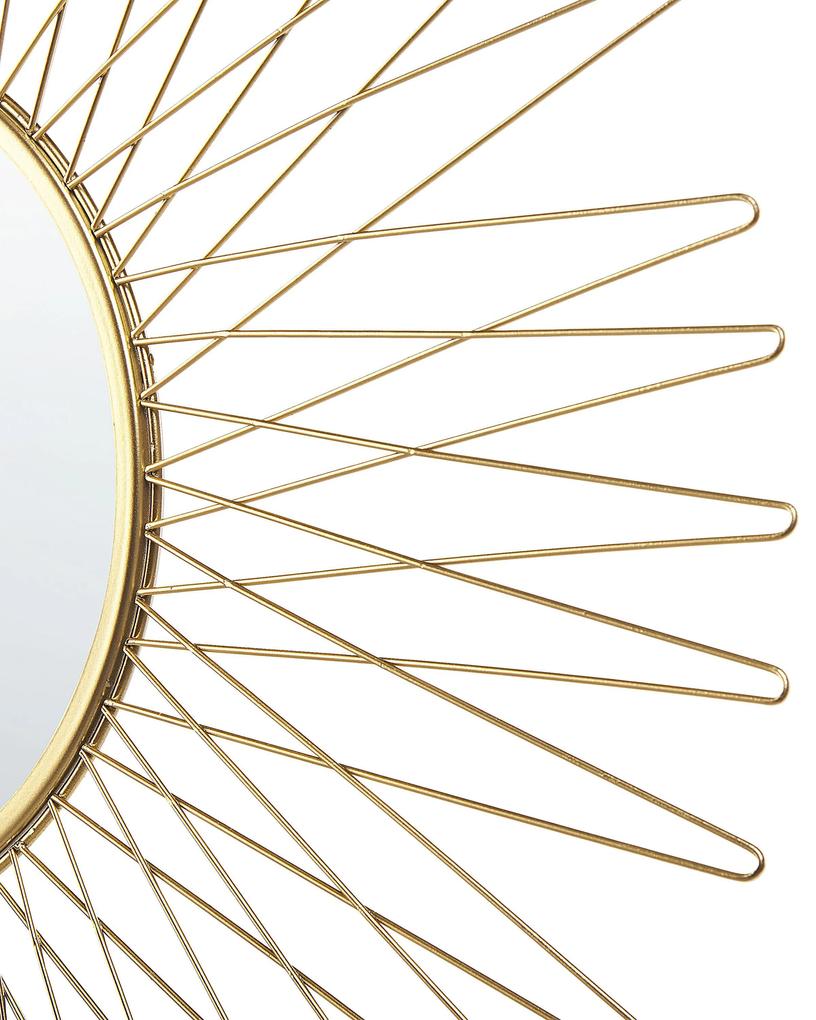 Nástěnné zrcadlo ve tvaru slunce ø 70 cm zlaté SAUMUR Beliani