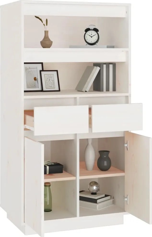 vidaXL Skříň highboard 60 x 40 x 116,5 cm masivní borové dřevo [814535] Barva: Bílá