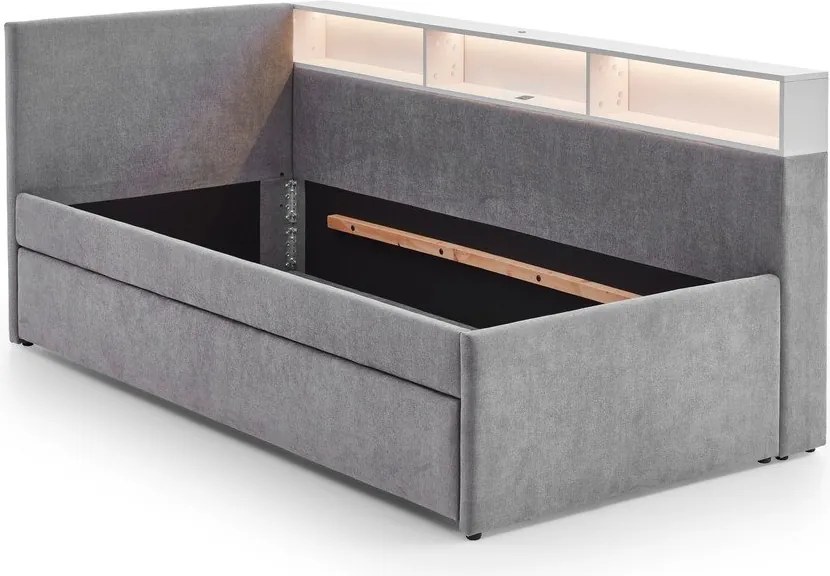 Šedá rohová dětská postel s úložným prostorem bez roštu 90x200 cm Uno – Meise Möbel