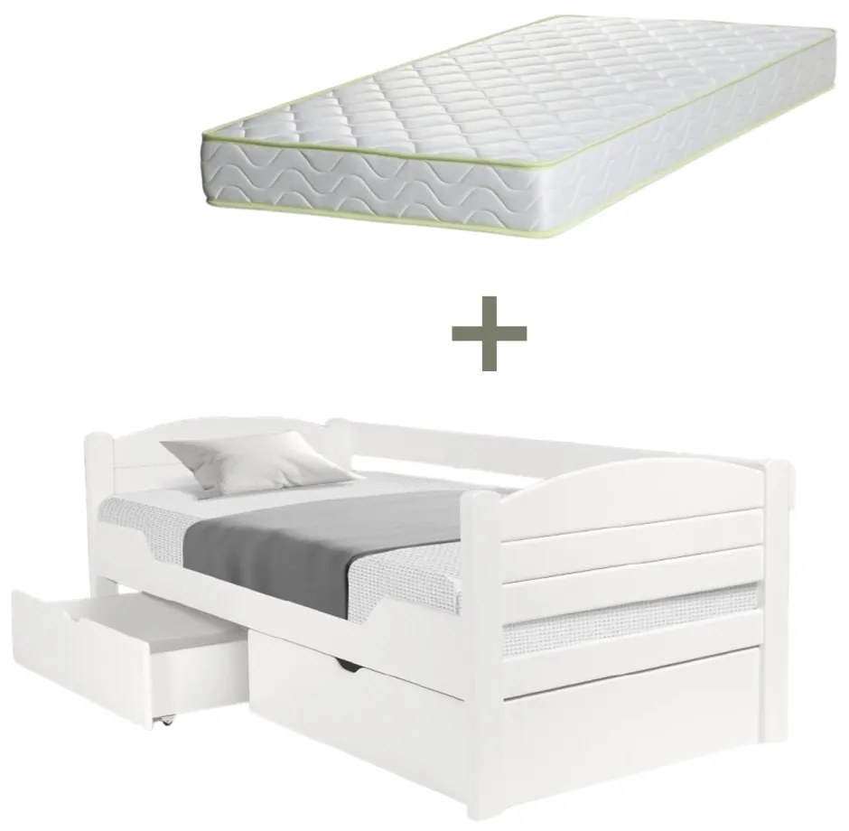 Postel z masivu K1 SOFA 90 PLNÁ PLUS buk natural s matrací ELASTIK - SET
