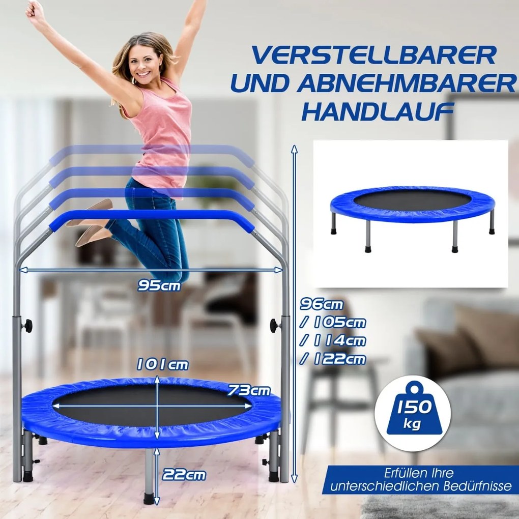 Costway Ø 101 cm skládací mini trampolína fitness trampolína s výškově