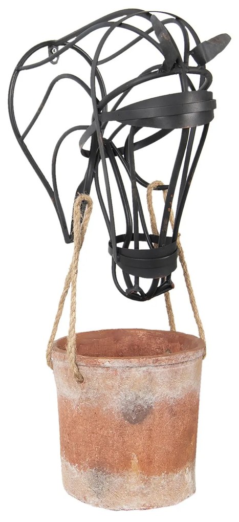 Závěsný květináč s kovovou hlavou koně - 37*20*72 cm
