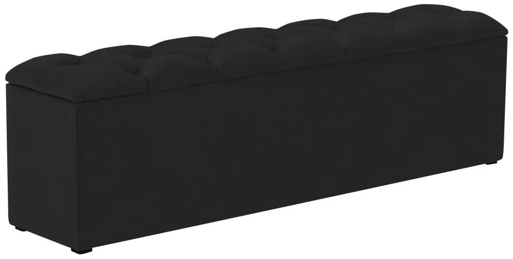 Černý otoman k posteli s úložným prostorem Kooko Home Manna, 47 x 160 cm
