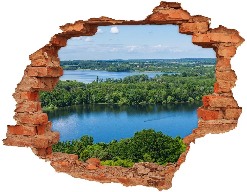 Wallmuralia Nálepka fototapeta 3D výhled Les nad jezerem 90x70 cm