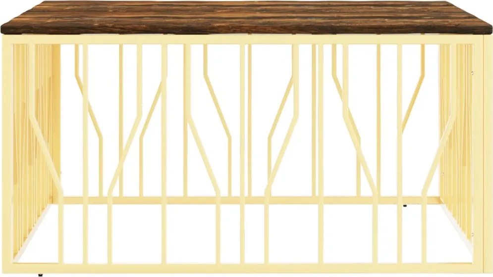 vidaXL Konferenční stolek nerezová ocel a recyklované dřevo [350070] Barva: zlatá