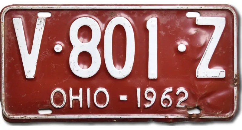 Americká SPZ Ohio 1962 Red V-801-Z