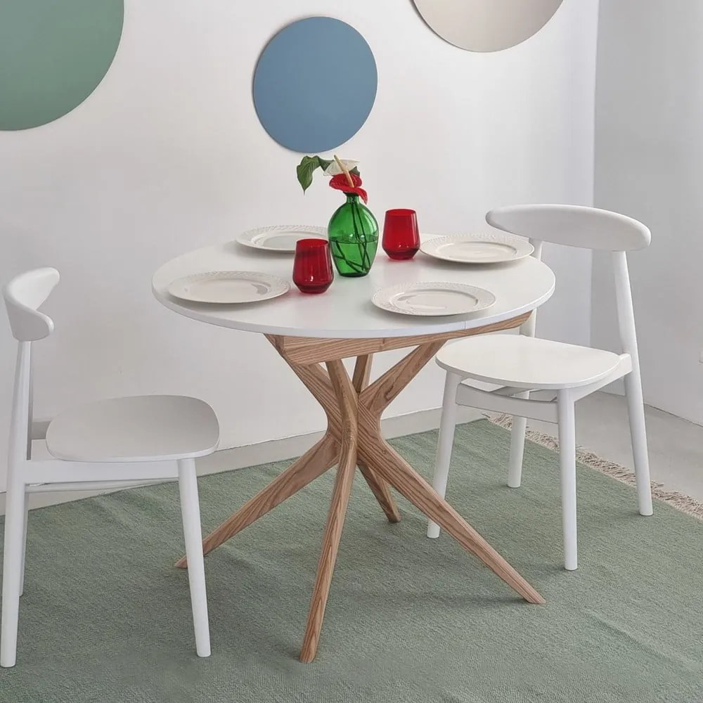 Kulatý rozkládací jídelní stůl s přídavnou deskou ø 90 cm Jubi – Ragaba