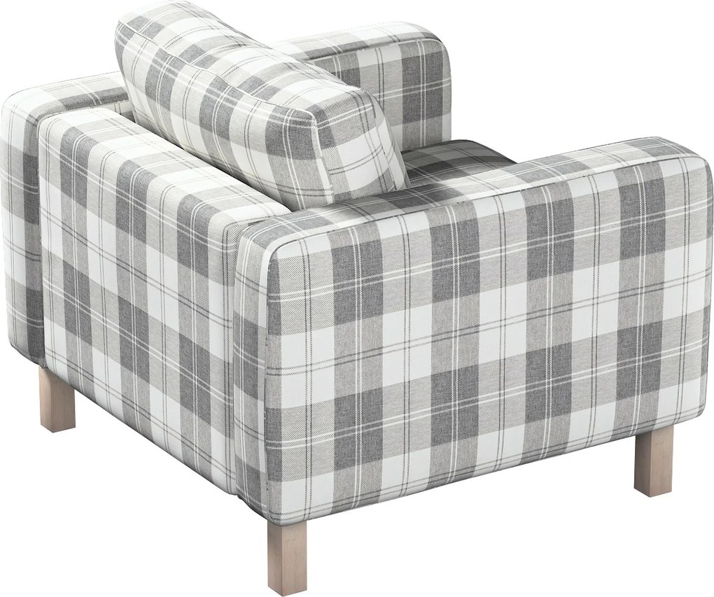 Potah na křeslo IKEA Karlstad, krátký barva šedá látka pletený vzor, vzorované