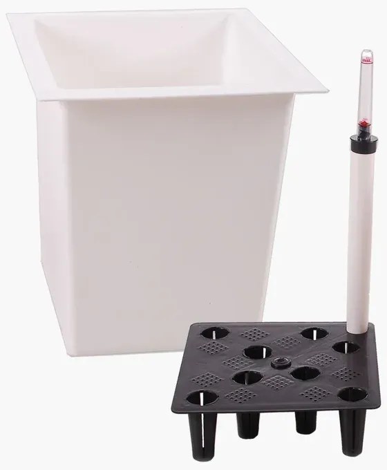 Plastová hranatá vnitřní vložka 29, 32*29*29 cm, se zavlažovacím setem, bílá