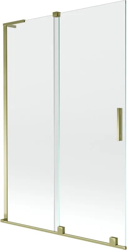 Mexen Velar L, 2-křídlová posuvná vanová zástěna 120 x 150 cm, 8mm čiré sklo, zlatý lesklý profil, 896-120-003-01-50