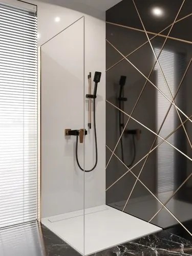 Invena Midnight, nástěnná sprchová baterie, černá-růžové zlato, BN-35-014-V