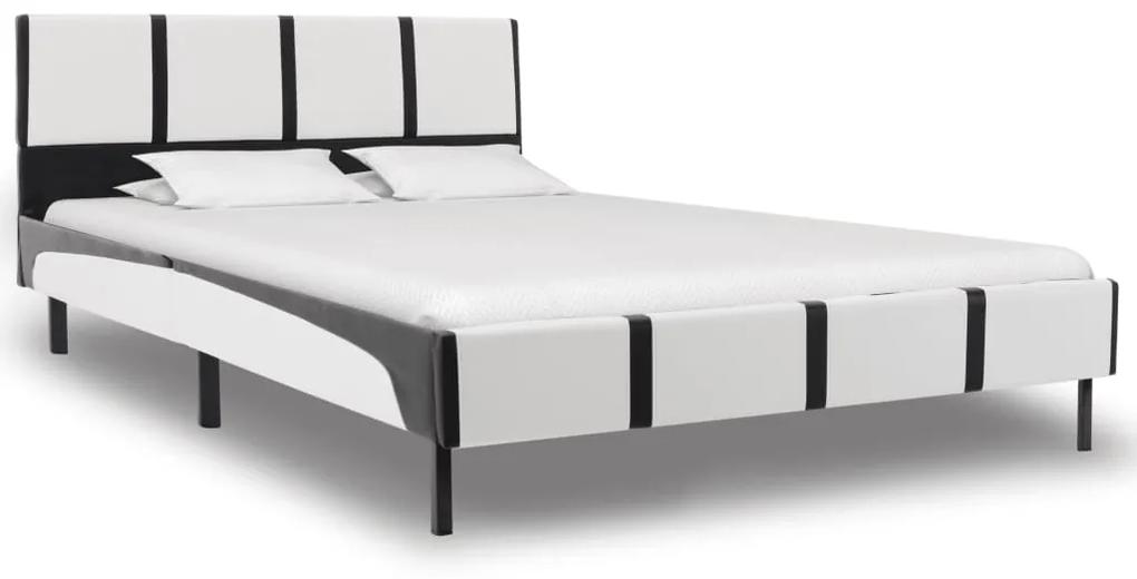 280283 vidaXL Rám postele černobílý umělá kůže 120 x 200 cm
