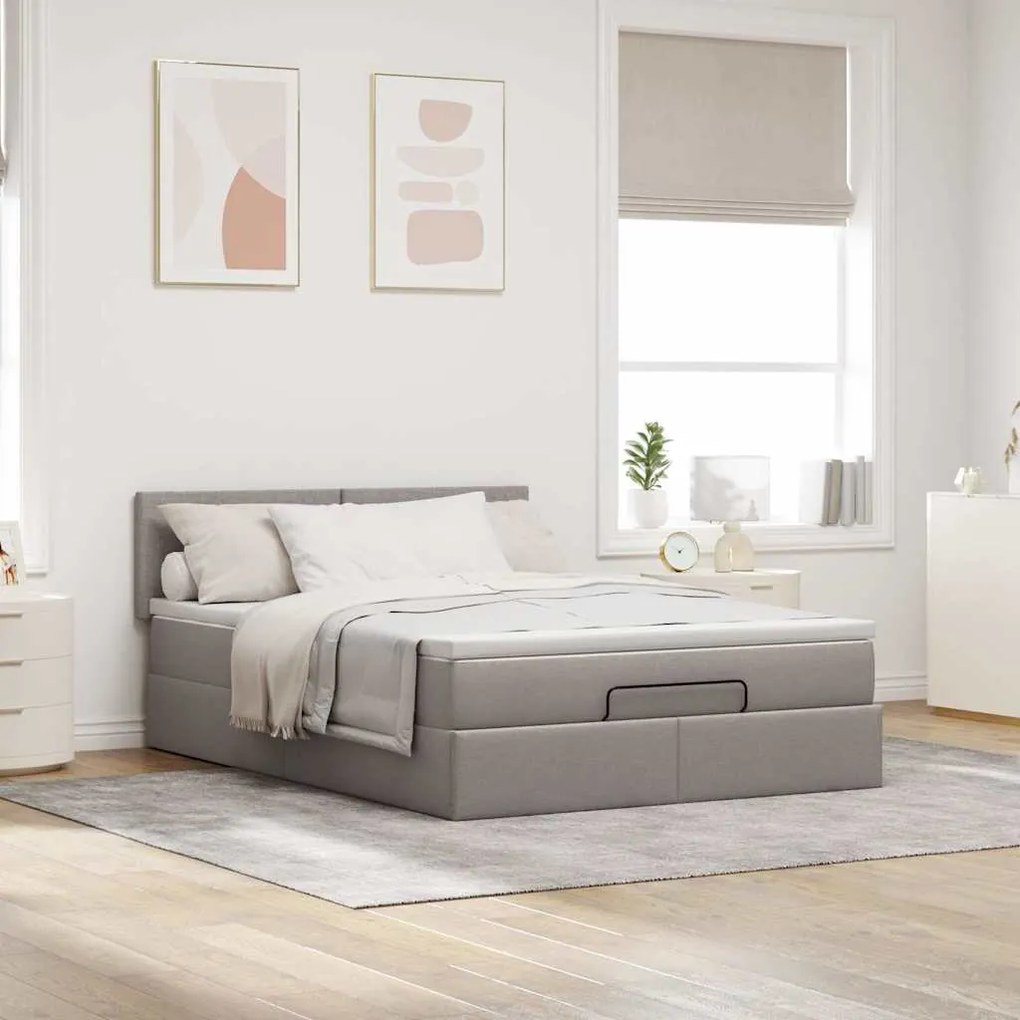 Osmanská postel s matrací & LED Taupe 140x190 cm Látka 3312226