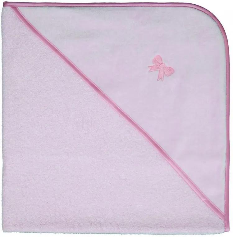 MÖVE Dětský ručník s kapucou a růžovým lemem 85 x 85 cm