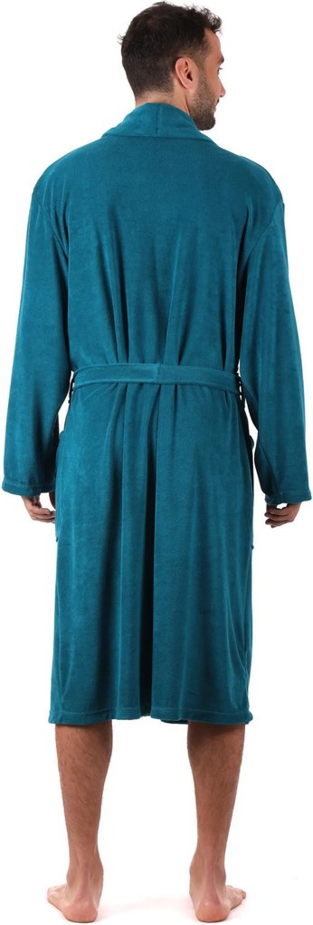 Pánský lehký froté župan Bari nadměrný tmavě modrá - 6XL